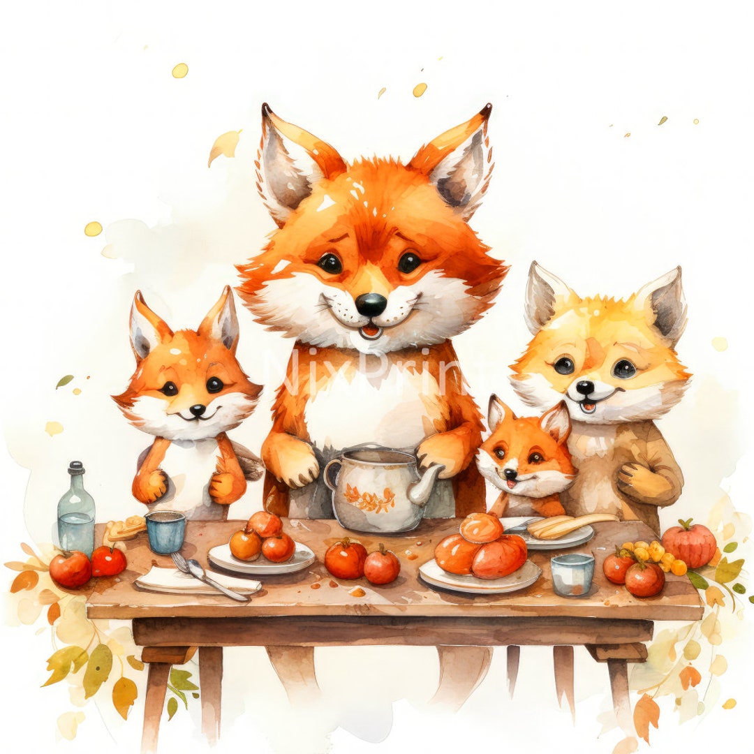Fox Clipart, Thanksgiving Themes, Family Dinner Scenes Clipart, Clipart ...