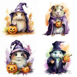 Cute Guinea Pig Clipart, Spooky Halloween Costume, Ghost, Witch, and ...