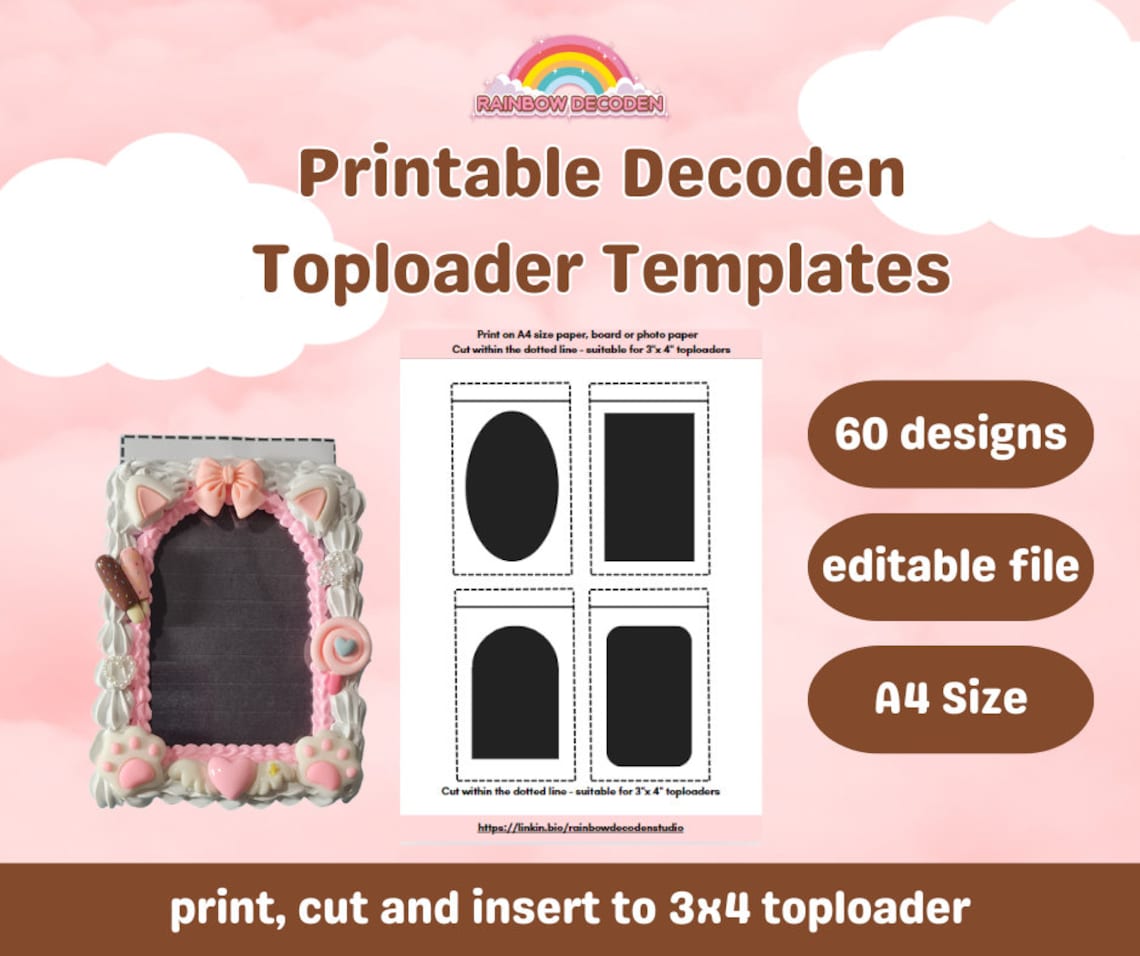 Printable Decoden Toploader Templates for KPOP Deco Frames and Anime ...