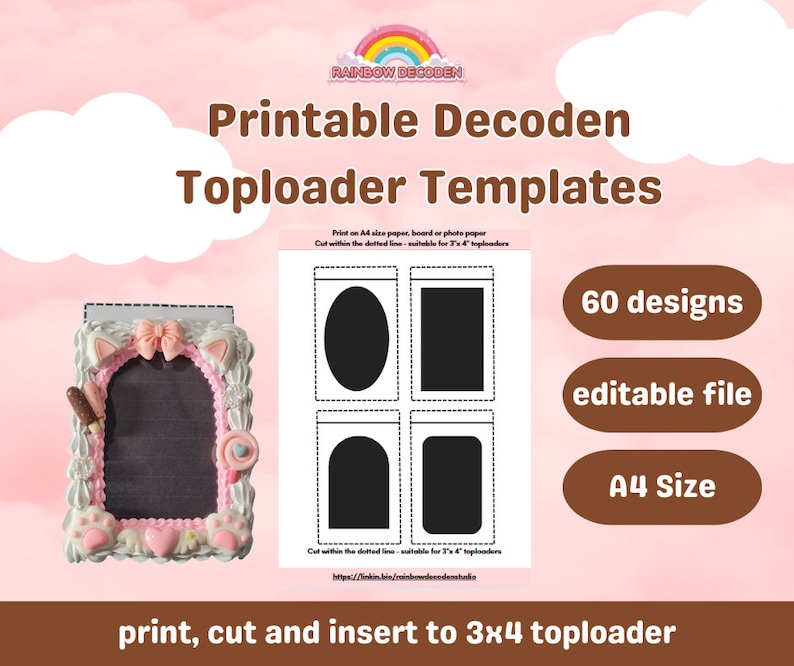 Printable Decoden Toploader Templates for KPOP Deco Frames and Anime ...