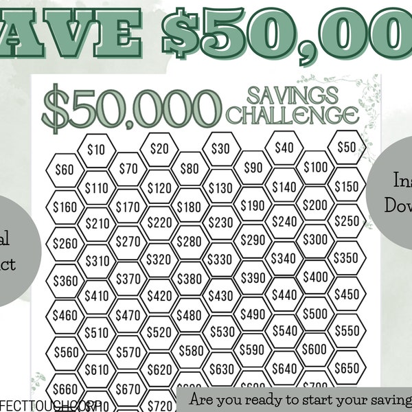 50000 Savings Challenge - Etsy