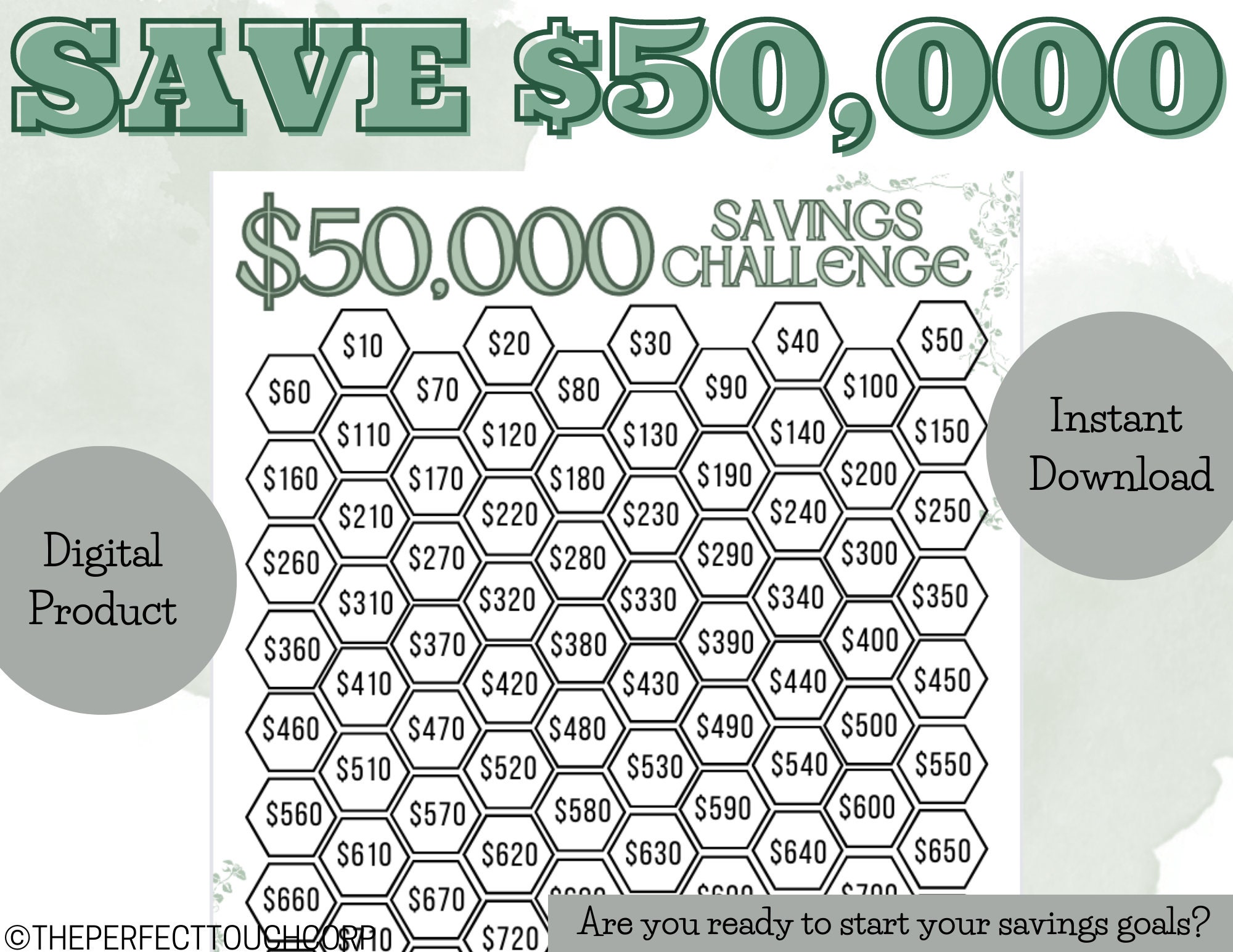 50 000 Savings Challenge, 50K Savings Challenge, 50000 Savings Challenge, 100 Envelope Challenge ...