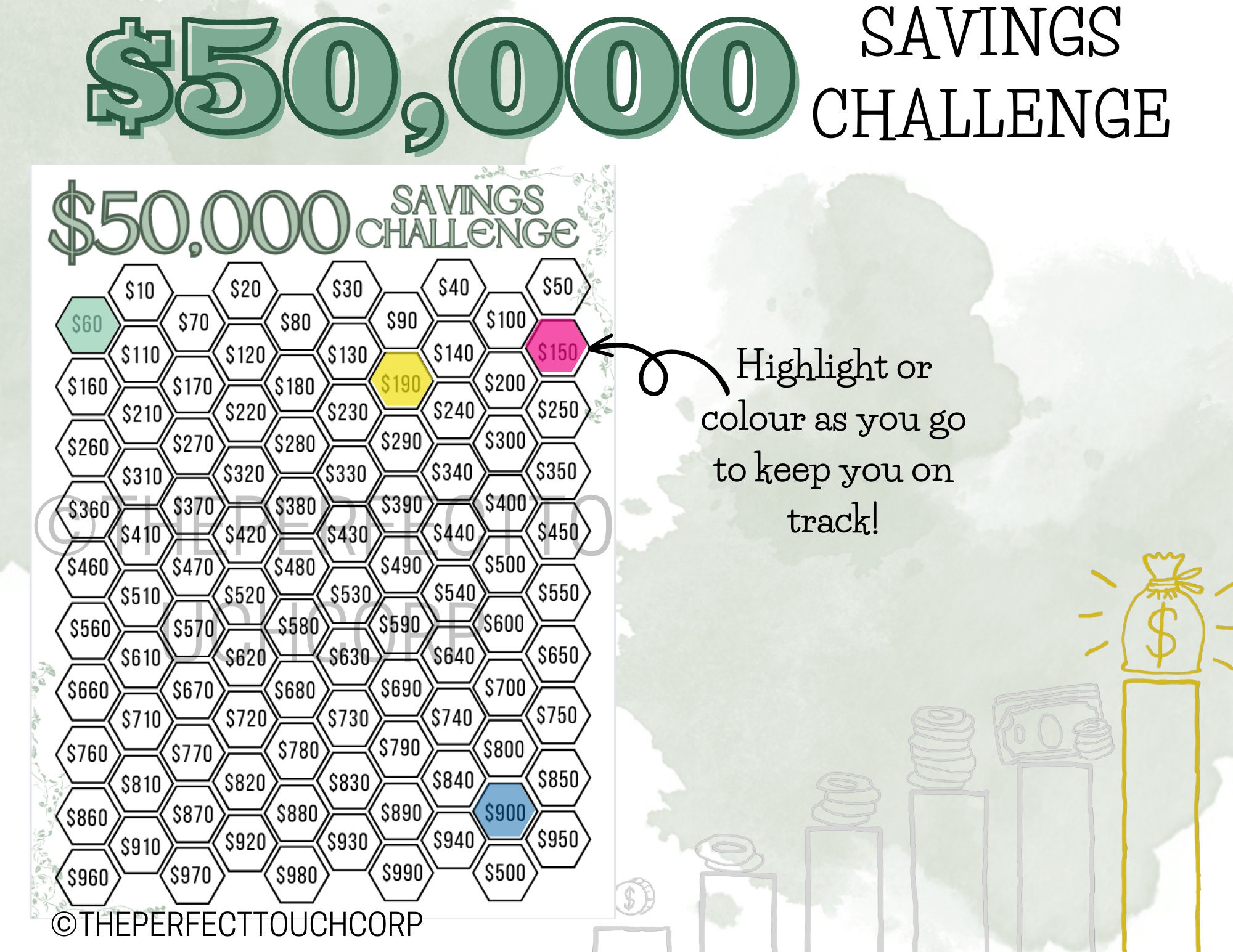 50 000 Savings Challenge, 50K Savings Challenge, 50000 Savings Challenge, 100 Envelope Challenge ...