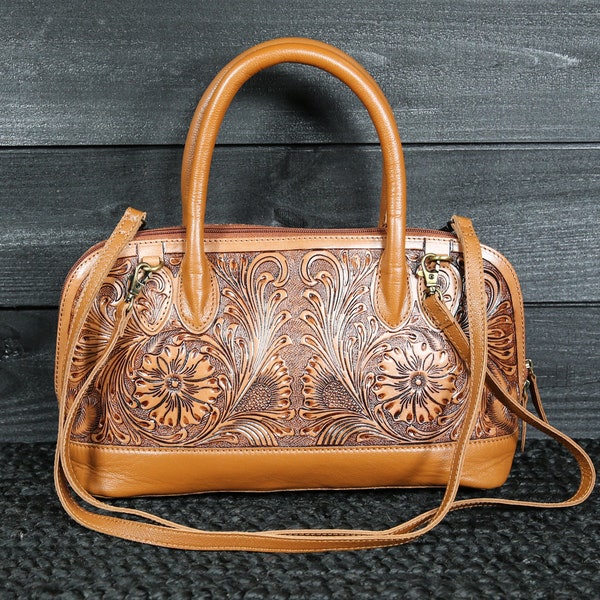 Tooled Leather Handbag - Etsy