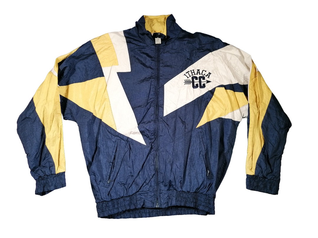 Pro Celebrity Shell Jacket Black Yellow Size Medium Vintage 90s Ithaca ...