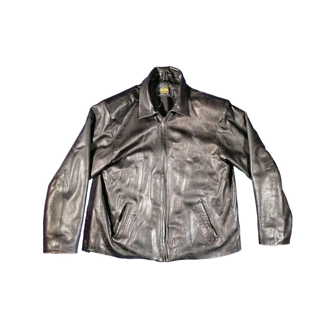 MDK Leather Jacket Black Major Design Korporation Size XL - Etsy