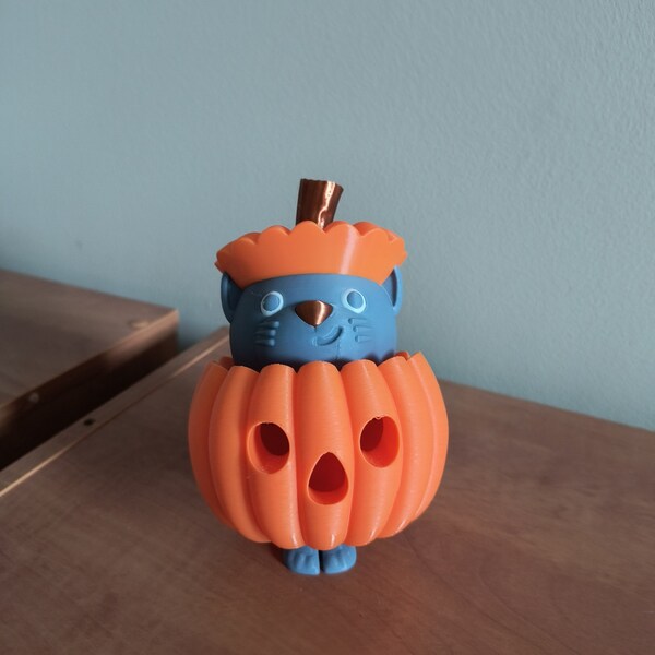 3d Printed Pumpkin Cat - Etsy