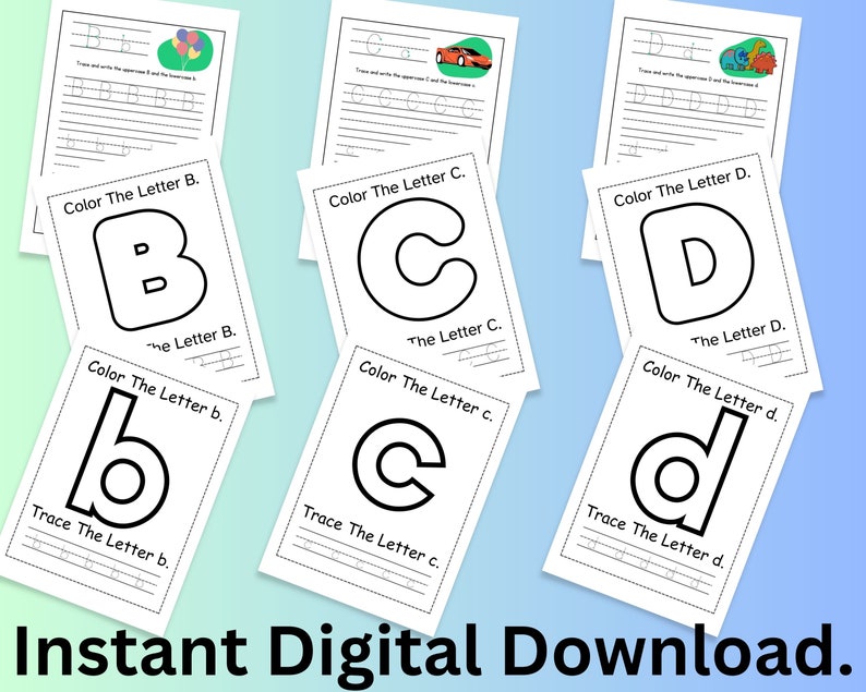 Alphabet Worksheets, Tracing, Coloring, Printable, Letters, Preschool ...