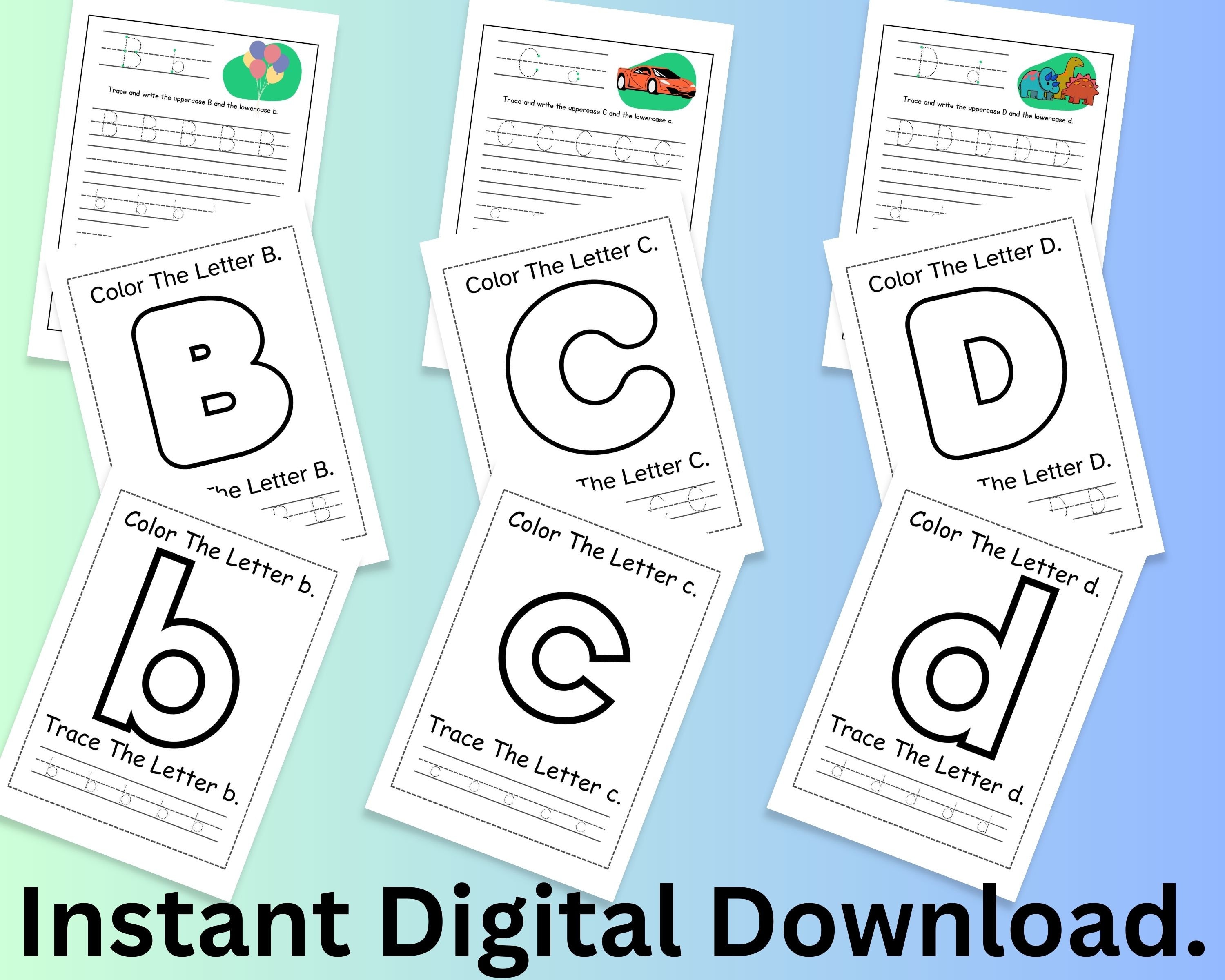 Alphabet Worksheets, Tracing, Coloring, Printable, Letters, Preschool ...