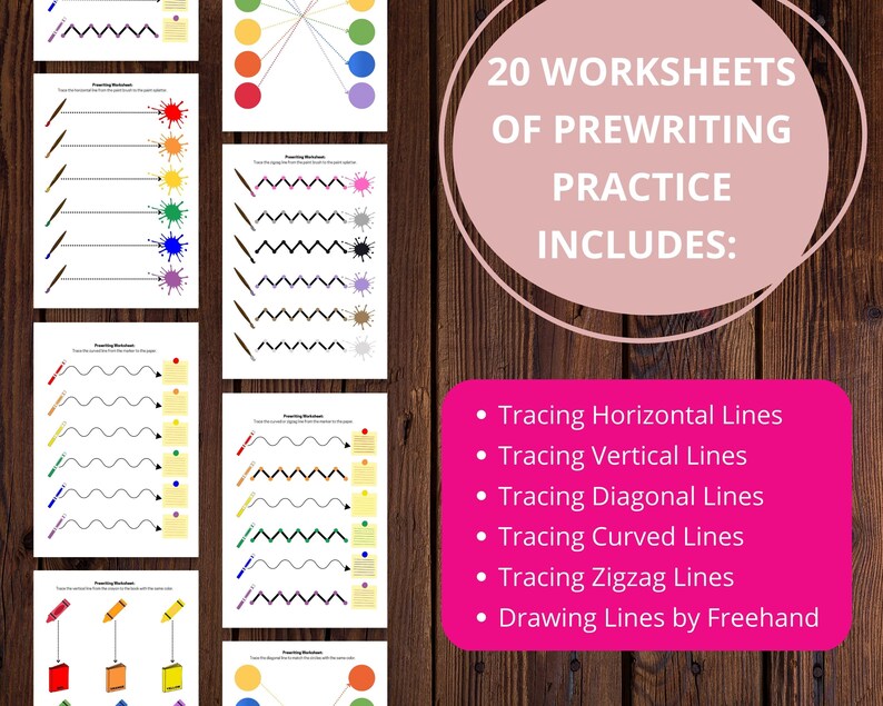 Prewriting Worksheets, Line Tracing, Color Matching, Preschool ...