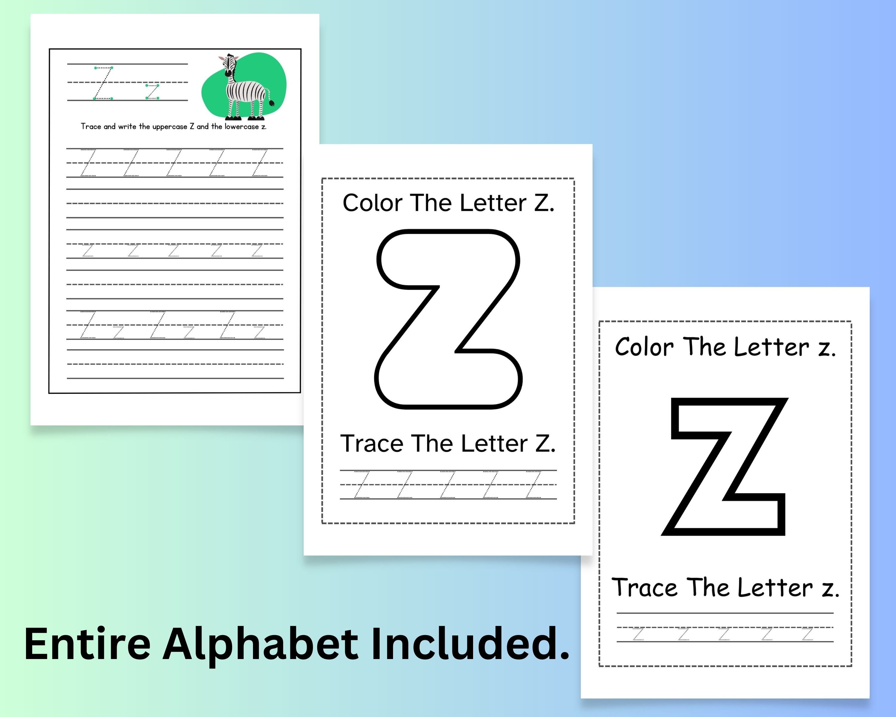 Alphabet Worksheets, Tracing, Coloring, Printable, Letters, Preschool ...