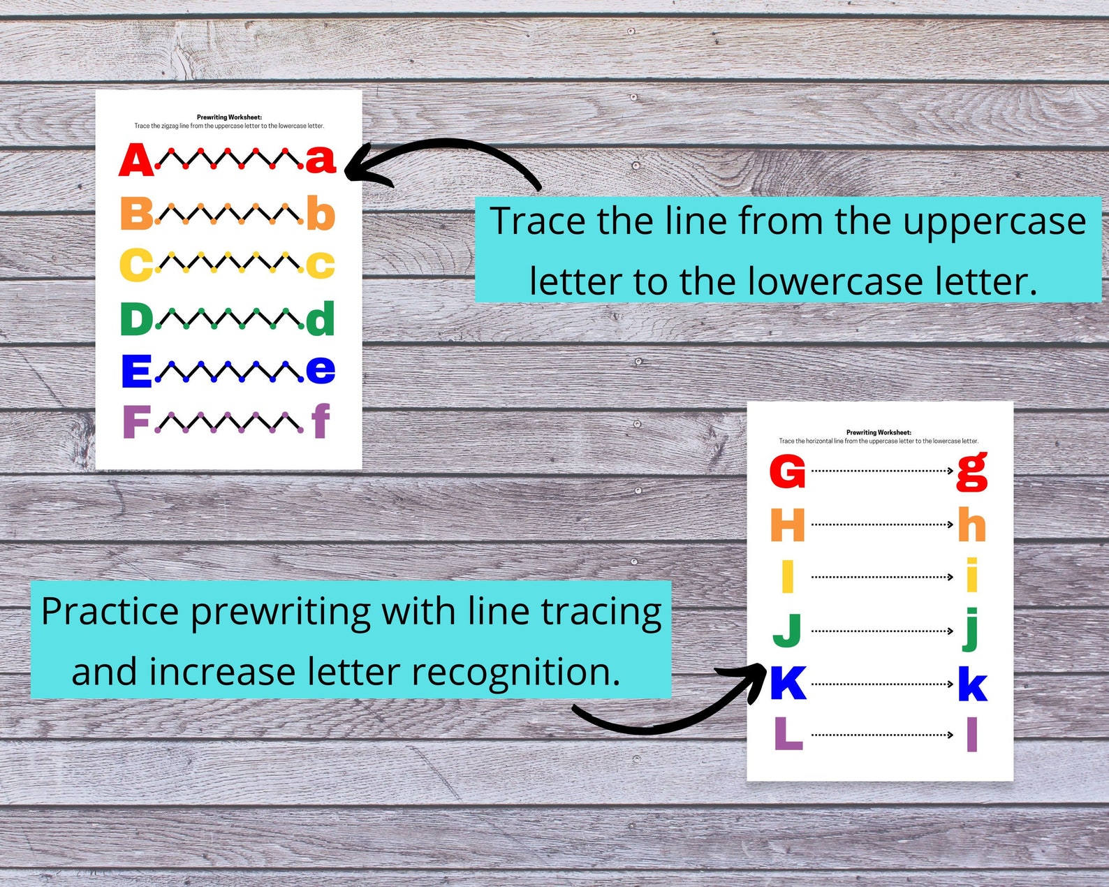 Preschool Worksheets: Line Tracing & Alphabet Matching (PDF) - Etsy