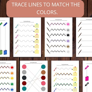 Prewriting Worksheets, Line Tracing, Color Matching, Preschool ...