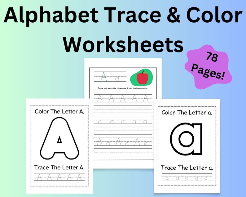 Alphabet Worksheets, Tracing, Coloring, Printable, Letters, Preschool ...