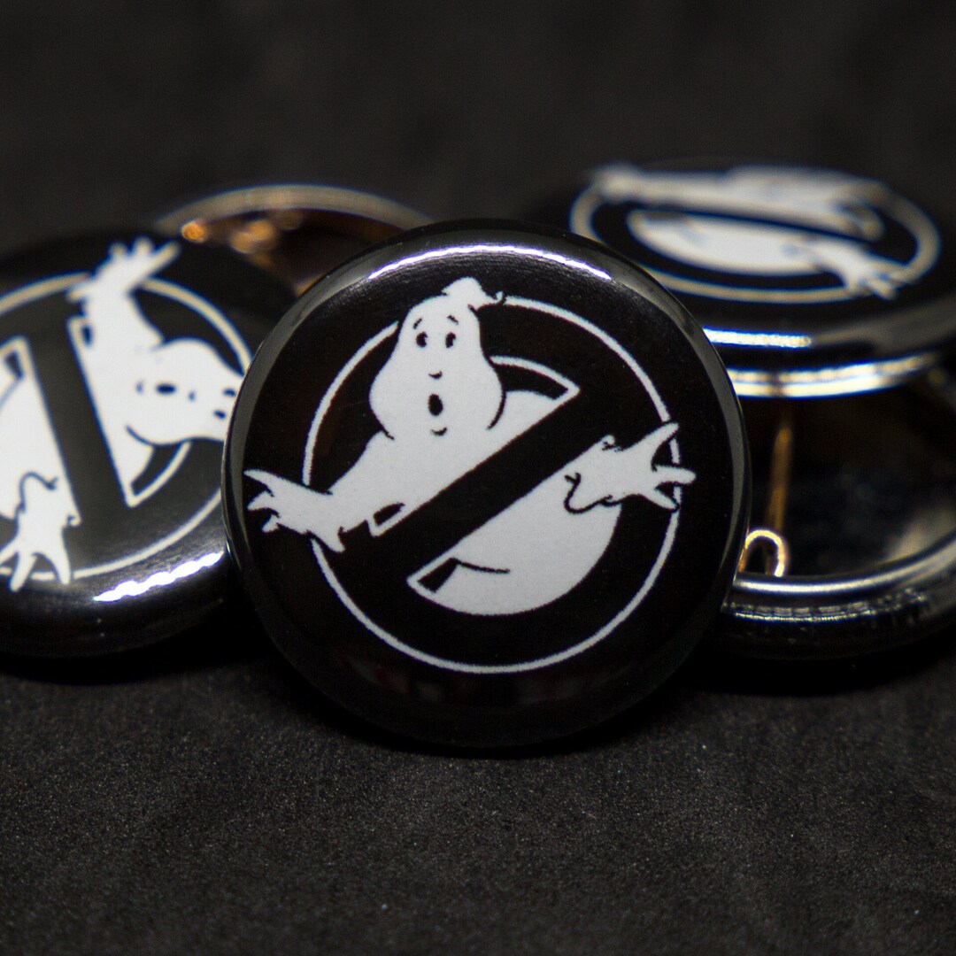 Ghostbusters Black & White Logo Pinback Button, 1-inch Badge, Retro ...