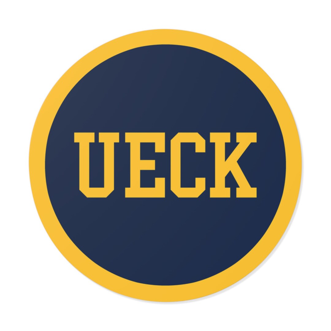 UECK Round Vinyl Sticker, UECK Design, Funny Baseball Fan Sticker ...