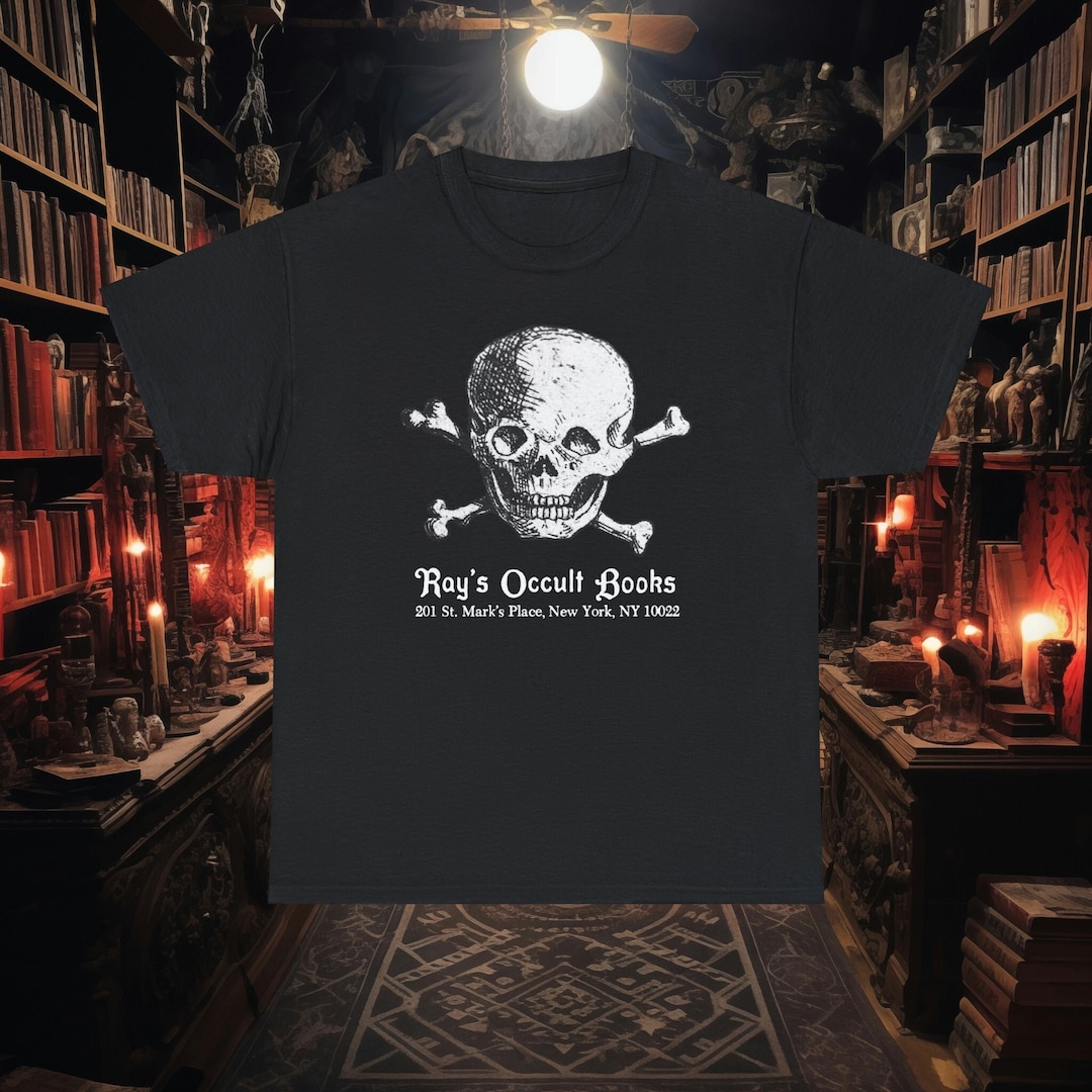 Ray's Occult Books Skull Logo T-shirt, Ghostbusters Frozen Empire Shirt ...