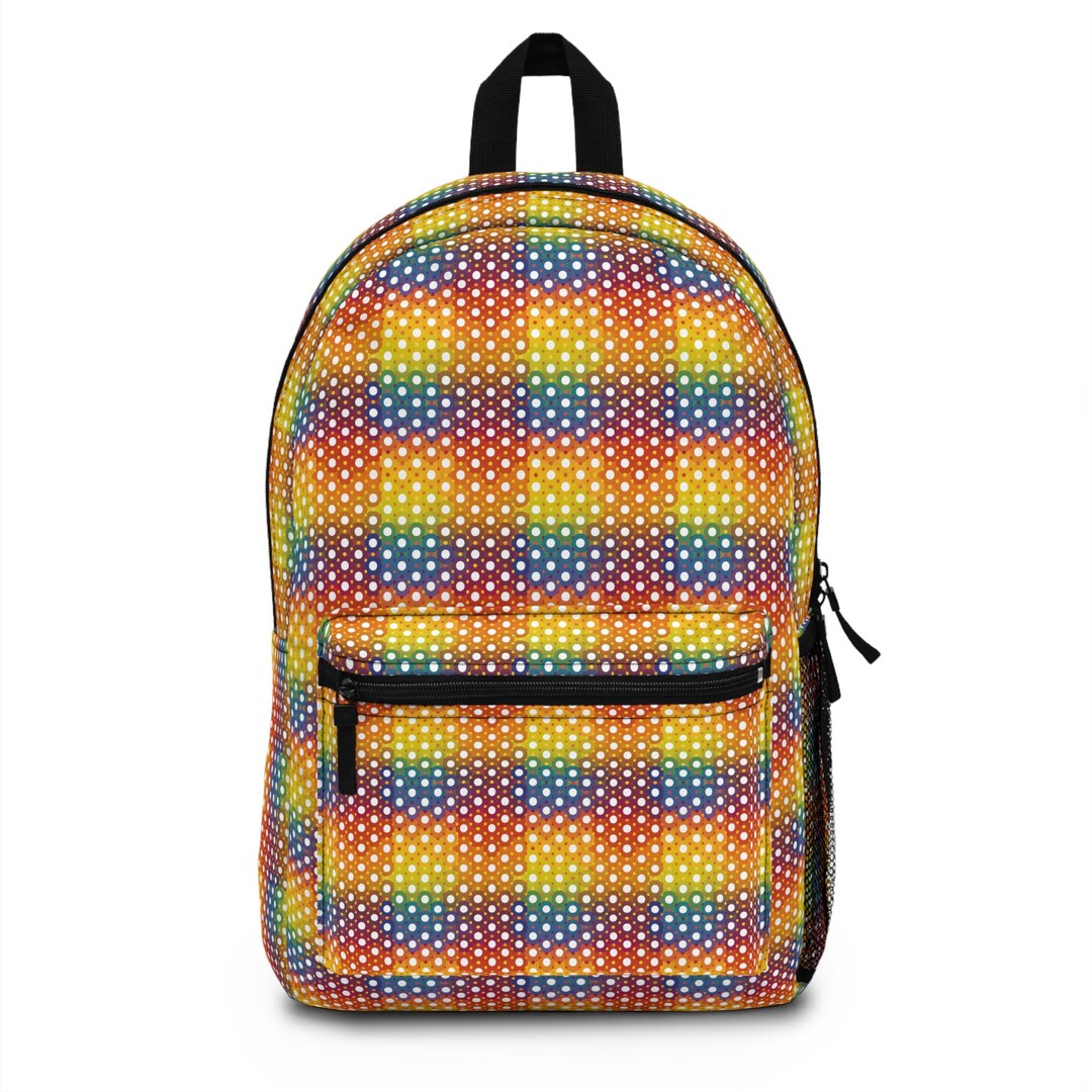 Rainbow Polka Dots All Over Print Backpack, Colorful School Bag, Fun ...