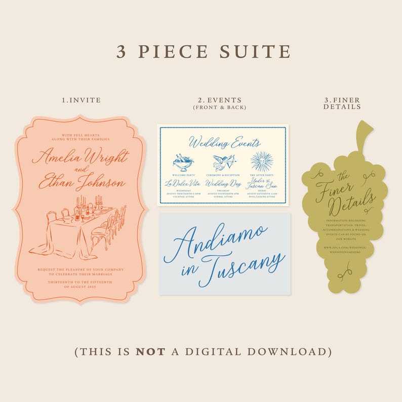 Italy Wedding Invite Suite | Italian Invite Suite | Tuscany Wedding ...