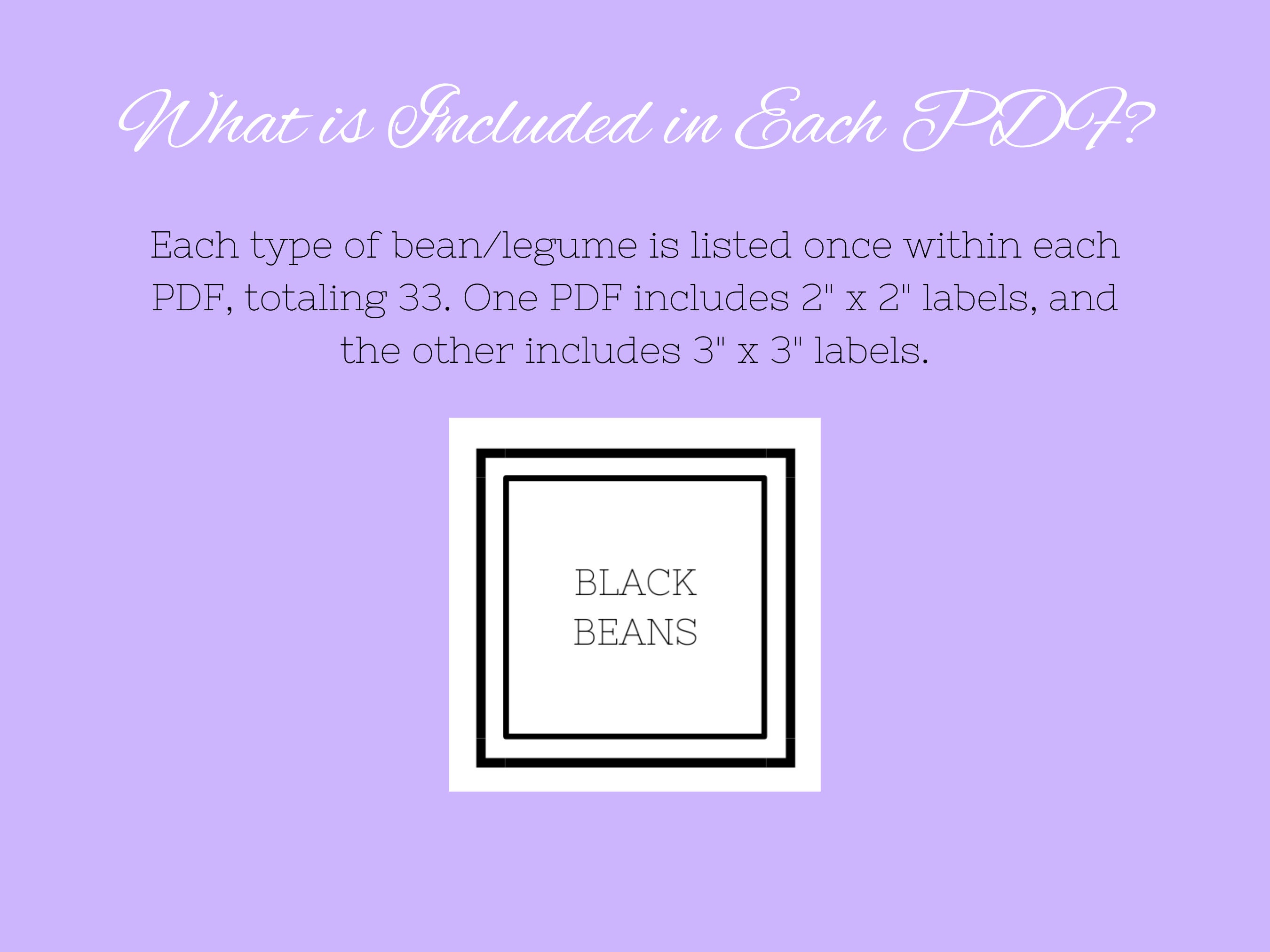 Printable Minimalist Square Bean and Legume Labels Digital Labels ...