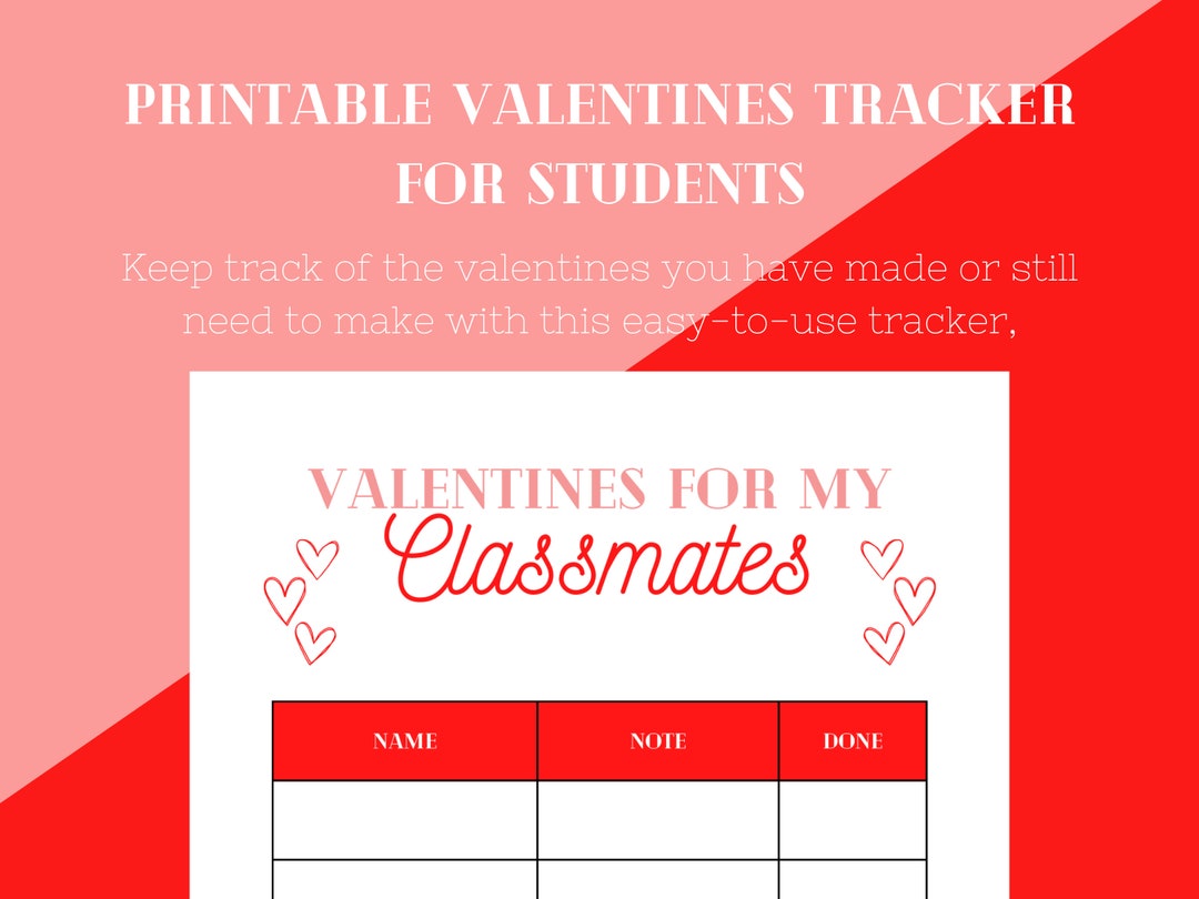 Printable Valentines Tracker for Students | Valentine's Day | Valentine ...