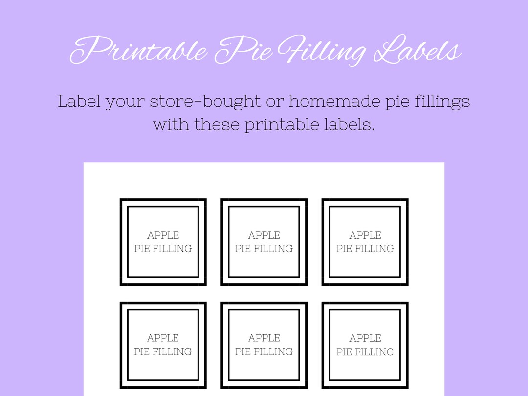 Printable Minimalist Pie Filling Labels | Digital Labels | Kitchen ...