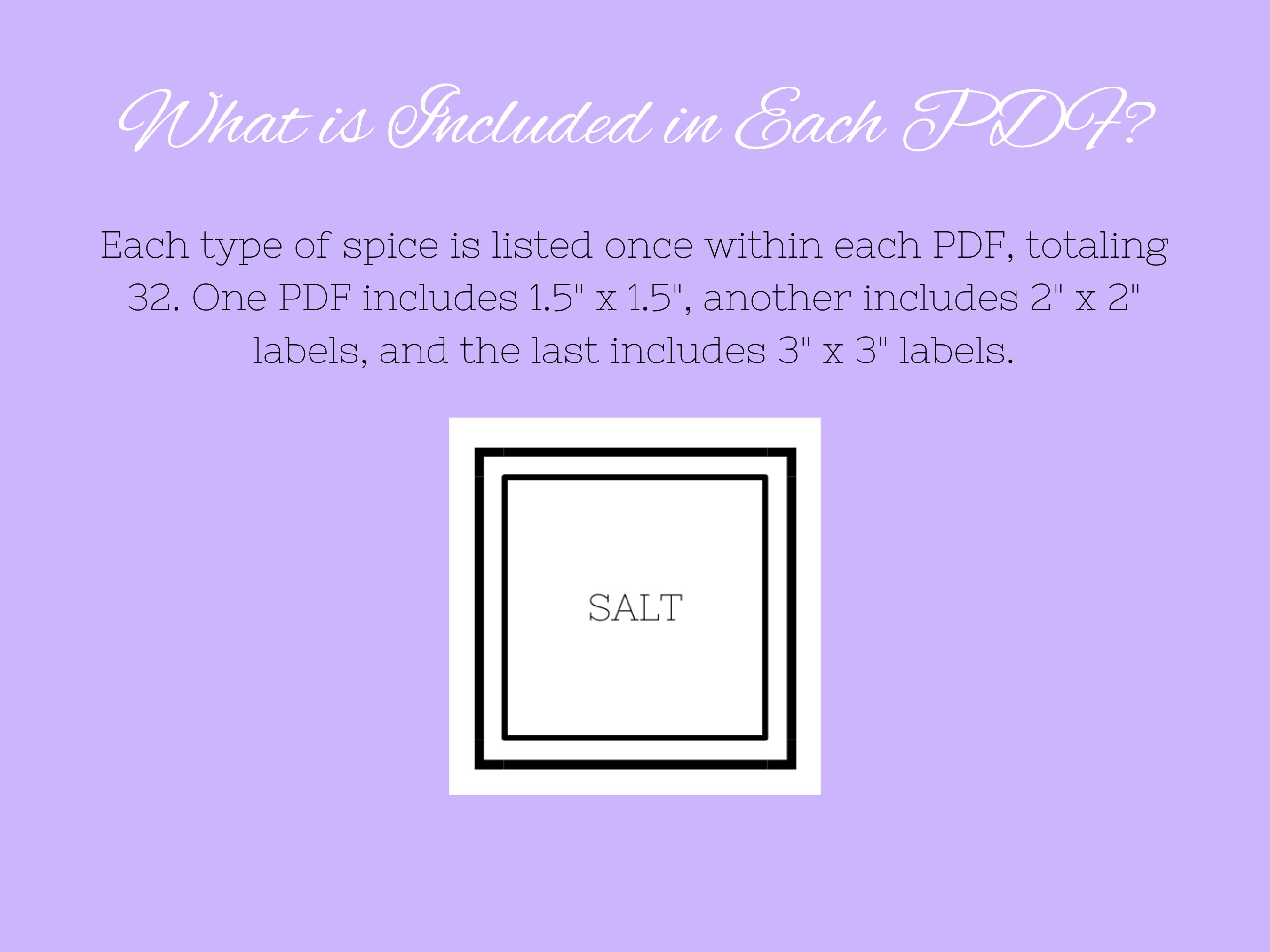 Printable Minimalist Square Spice Labels | Basic Pack | Digital Labels ...