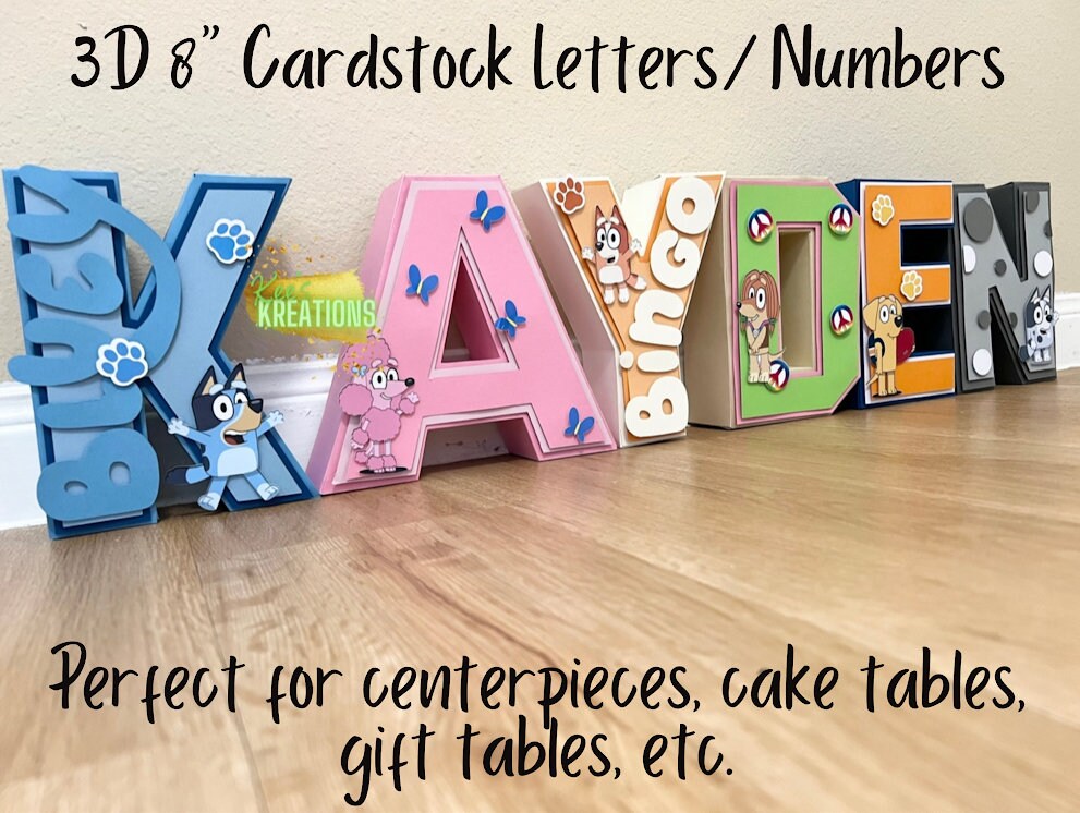 Bluey 3D 8 Letters/numbers Bluey Party Decorations Bluey - Etsy Canada