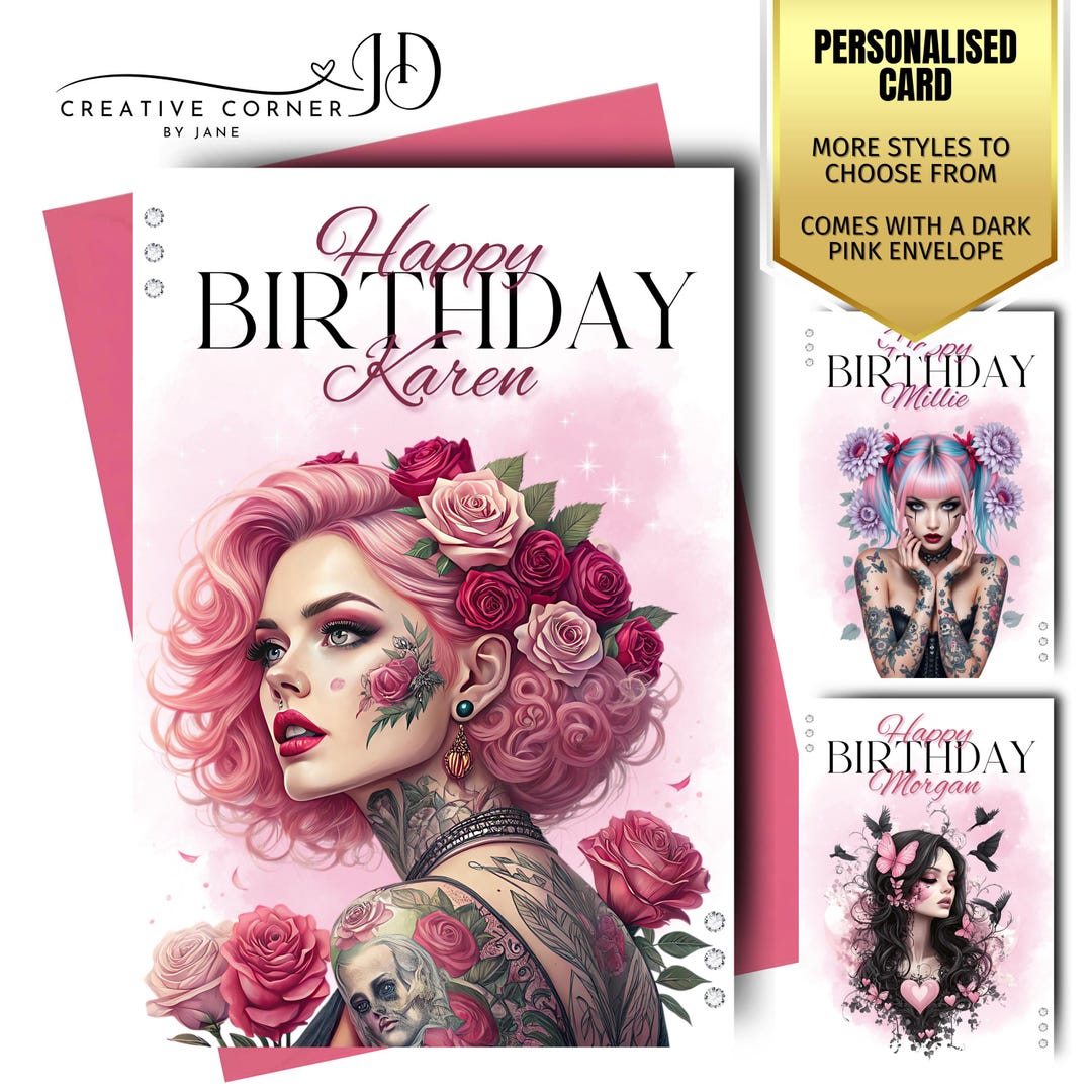Personalised Birthday Girl Women’s Female Girls Greeting Card Name Age ...