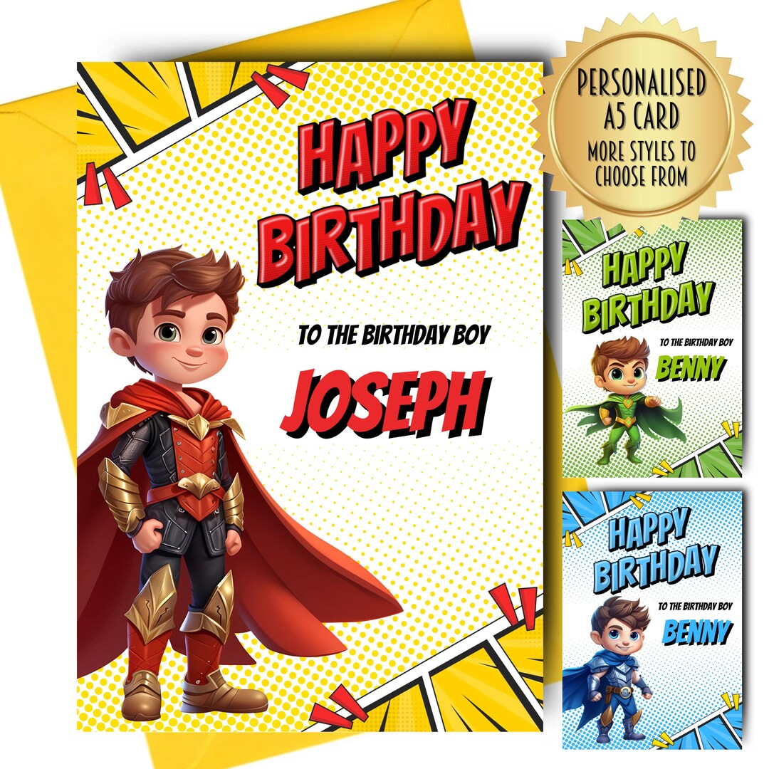 Personalised Boys Birthday Card Super Hero Greeting Card - Etsy