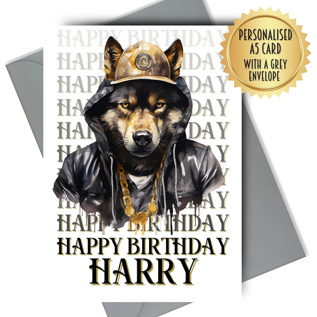 Personalised Birthday Card Rapper Hip Hop Gangster Animal - Etsy