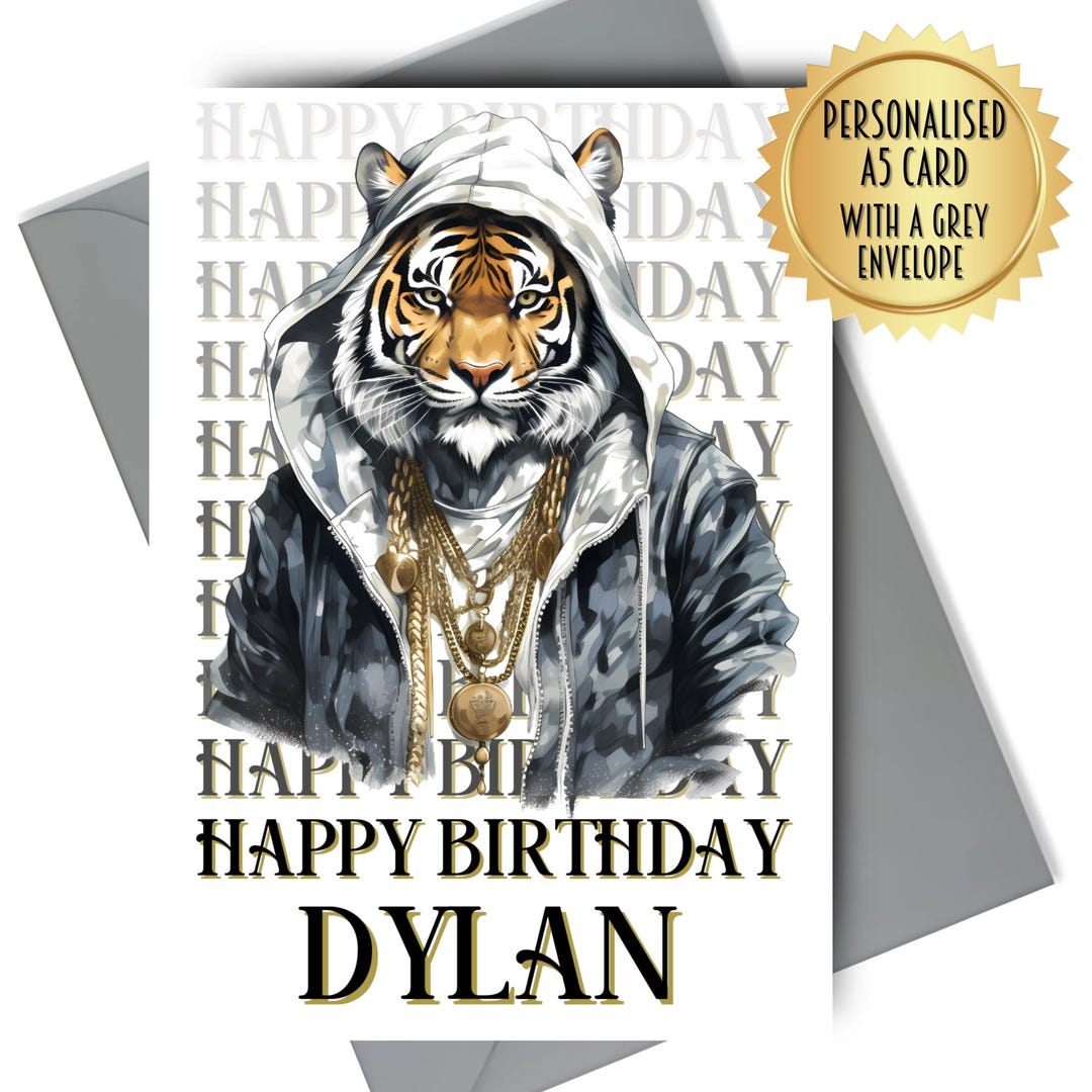 Personalised Birthday Card Rapper Hip Hop Gangster Animal - Etsy