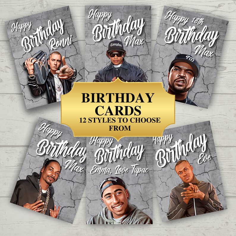 Personalised Music Theme Birthday Card Rapper Hip Hop Legend Singer ...