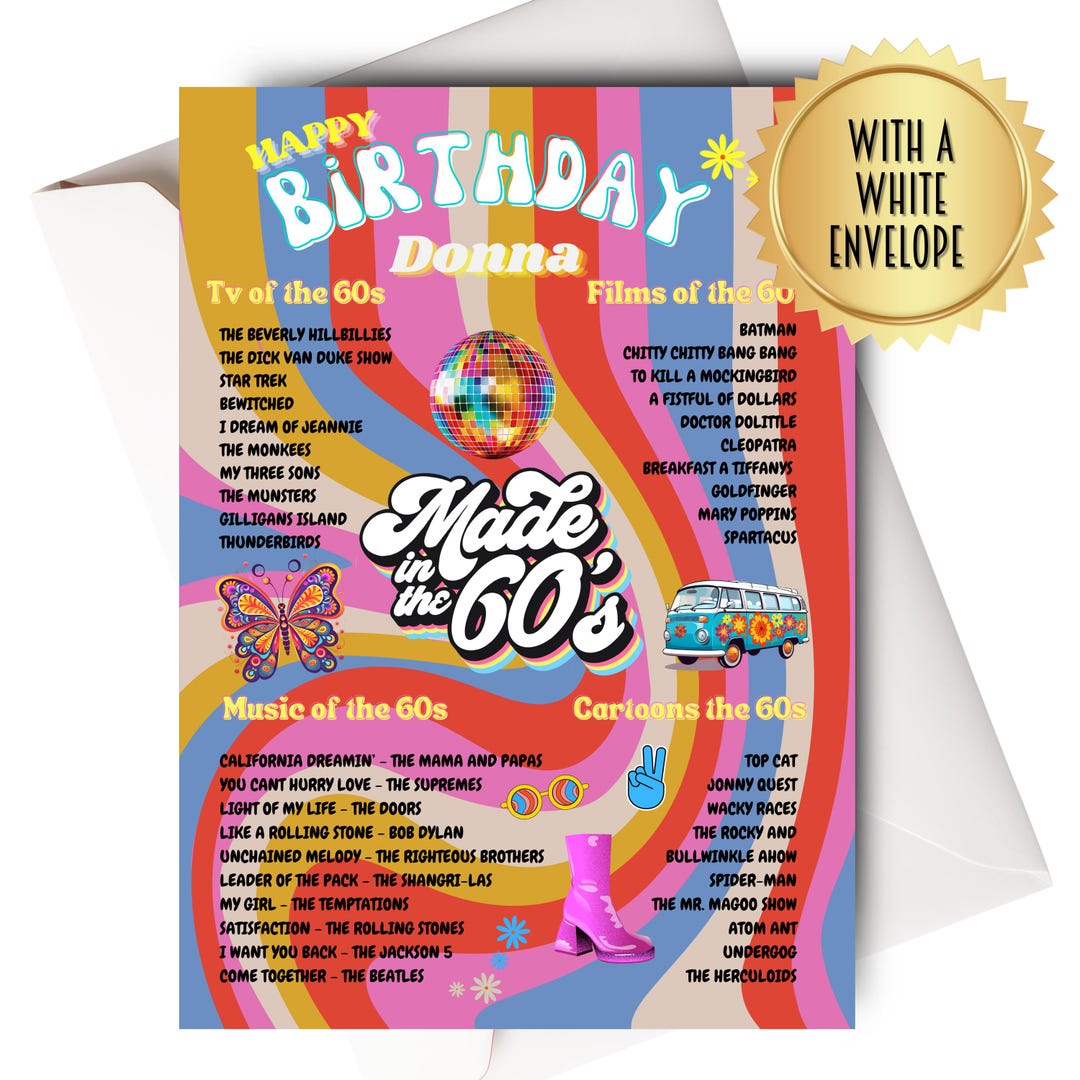 Personalised Made in the 60s Birthday Card Flower Power Groovy Decade ...