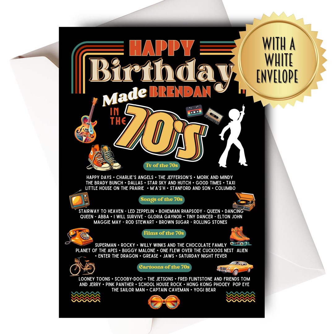 Personalised Made on the 70s Card Birthday Retro Groovy Decades - Etsy