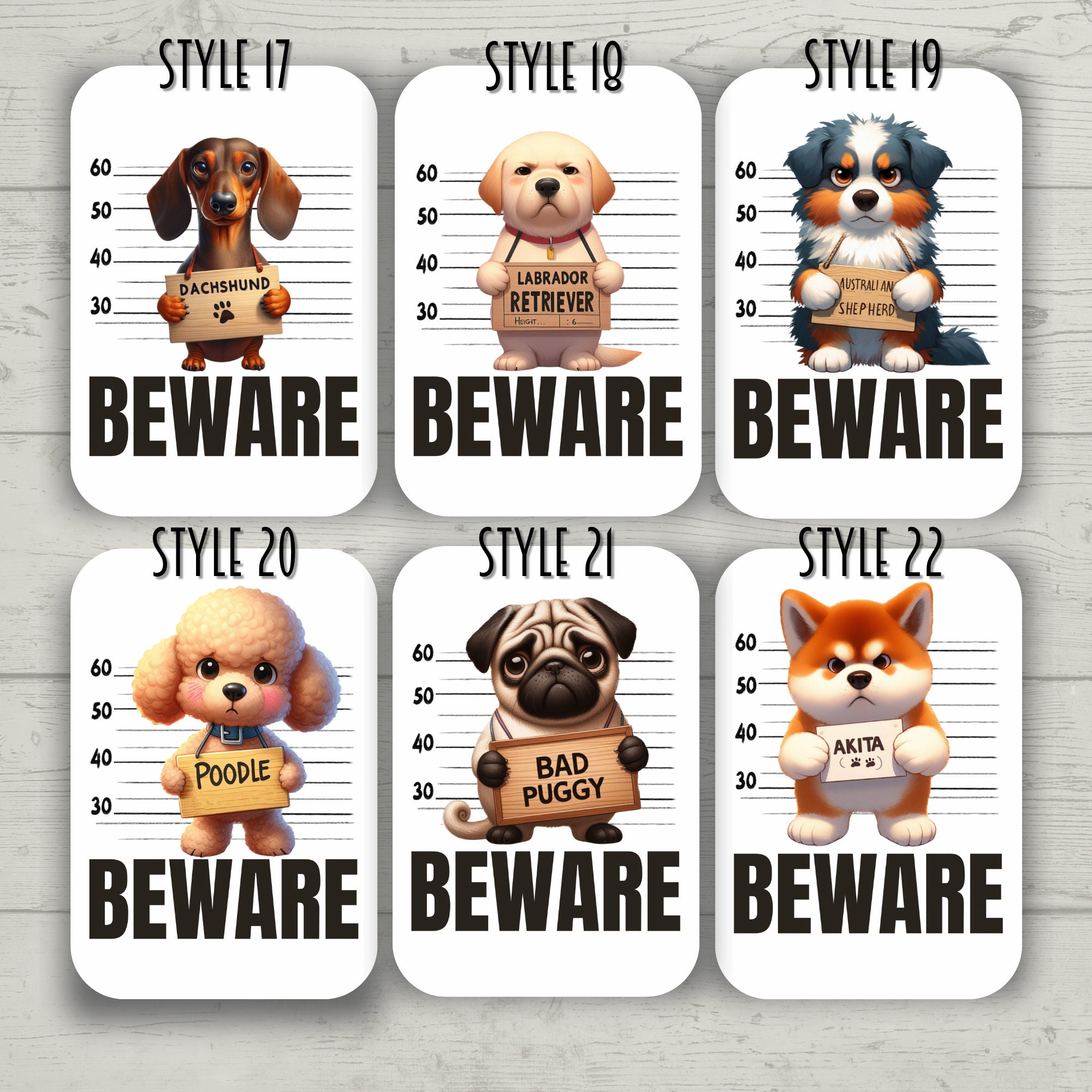 Vinyl Decal Sticker Dog Pet Sign Window Door Warning Sign Funny Beware ...