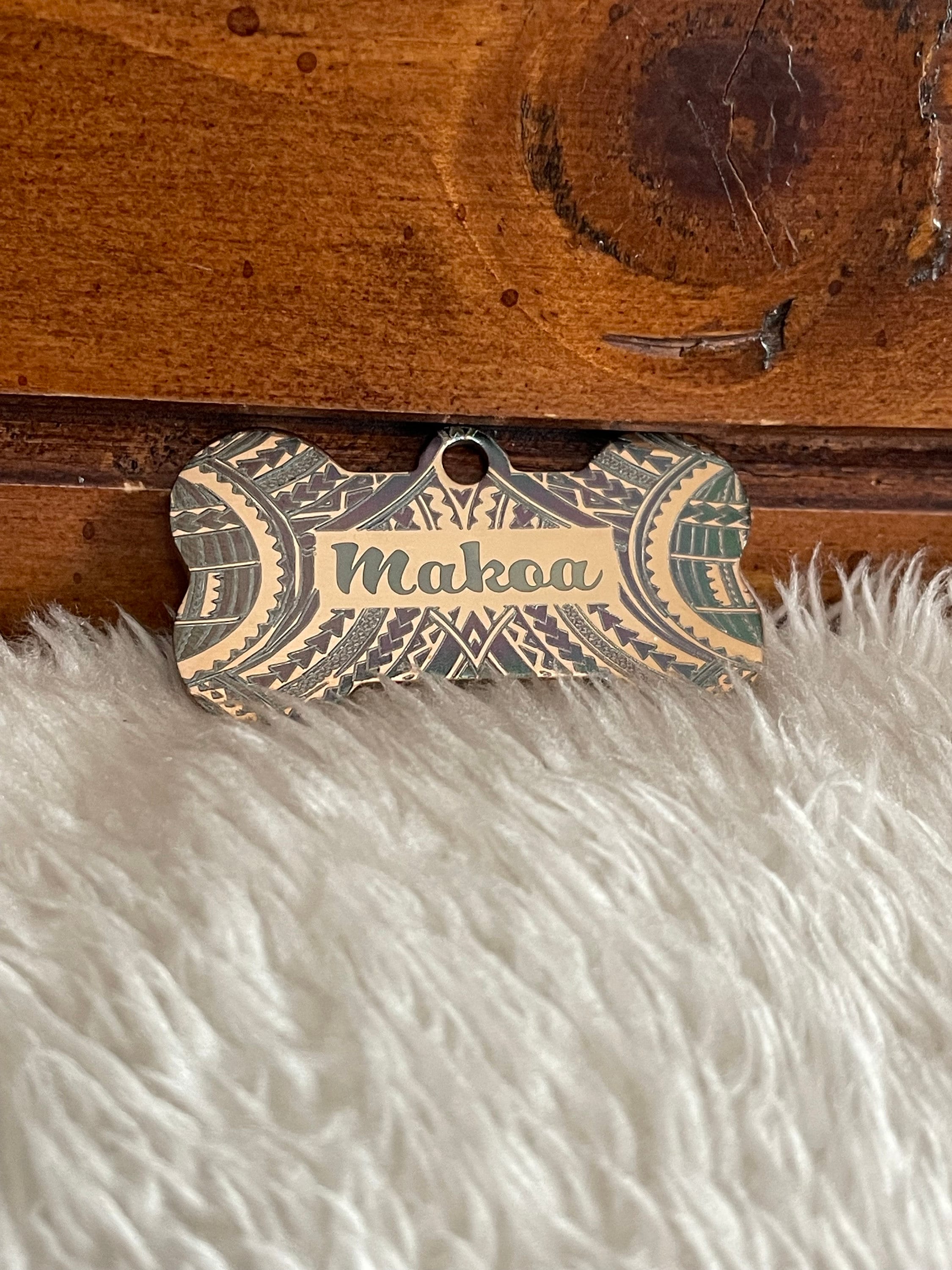 Polynesian Pet Dog Bone Name Tags, Bone Tag, Dog ID, Dog Bone Tag ...
