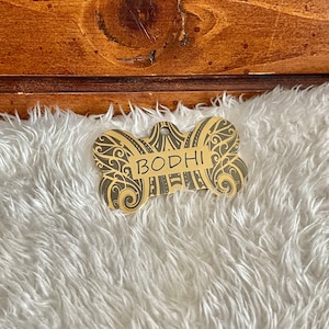 Polynesian Pet Dog Bone Name Tags, Bone Tag, Dog ID, Dog Bone Tag ...