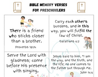 Bible Memory Verses for Young Preschoolers, Kids Scripture Cards ...