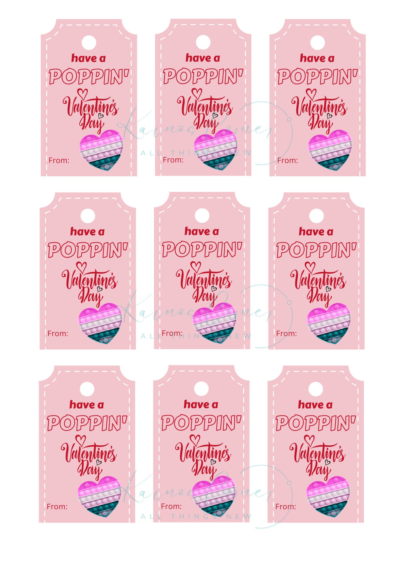 Valentine Pop It Gift Tags, Pop-it Gift Labels Valentine's Day Pop Its ...