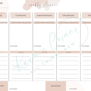 Weekly Planner One Sheet Printable, To-do List, Dinner Plans, Simple ...