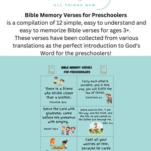 Bible Memory Verses for Preschoolers, Kids Scripture Cards, Printable ...