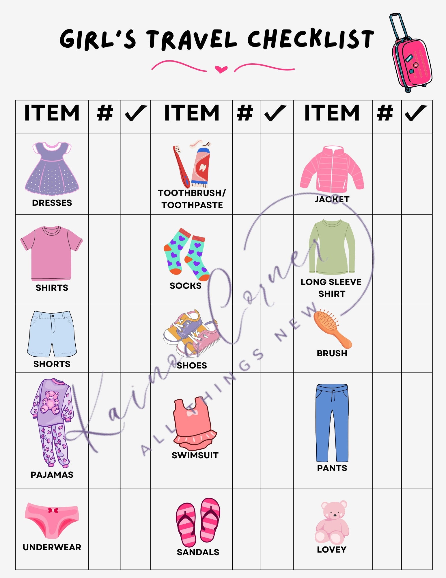 Kids Vacation Packing List - Printable Boys & Girls Checklists - Etsy