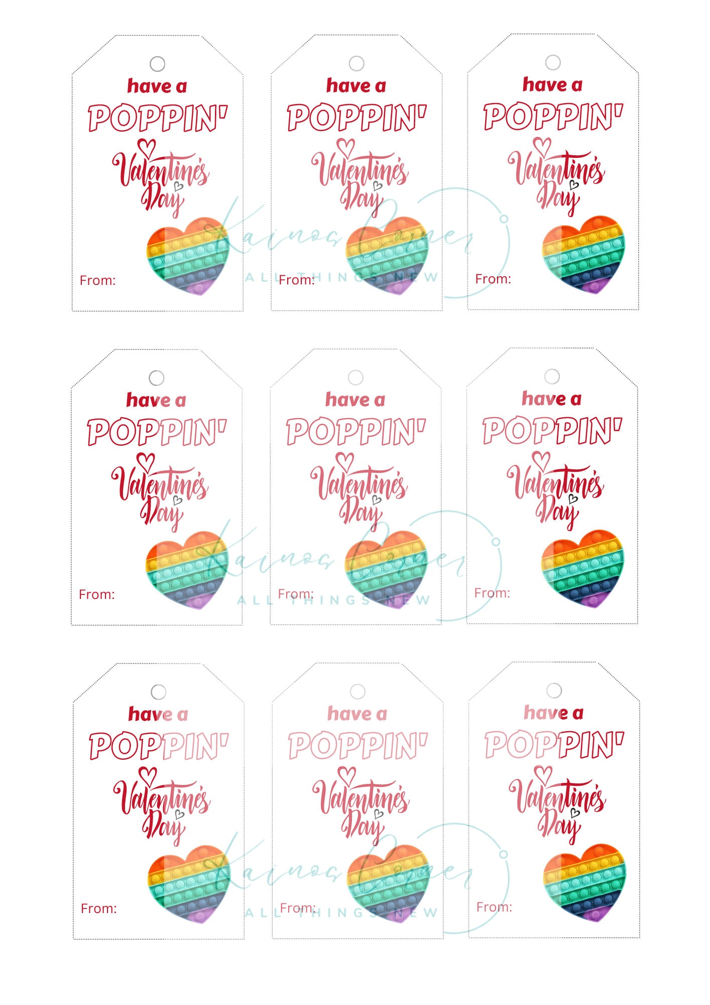 Valentine Pop It Gift Tags Pop-it Gift Labels Valentine's - Etsy