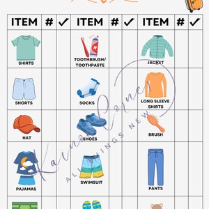 Kids Vacation Packing List - Printable Boys & Girls Checklists - Etsy