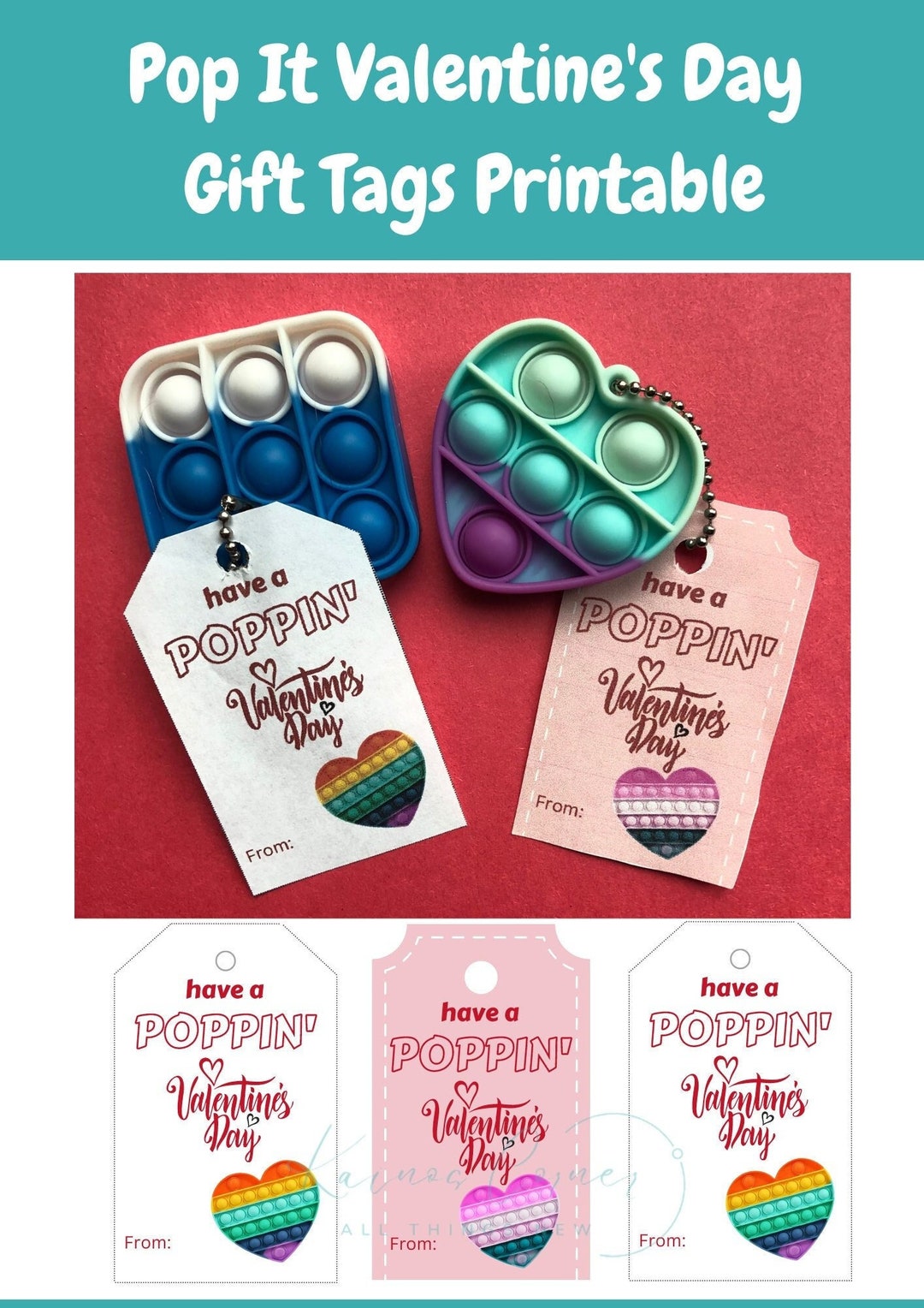 Valentine Pop It Gift Tags, Pop-it Gift Labels Valentine's Day Pop Its ...