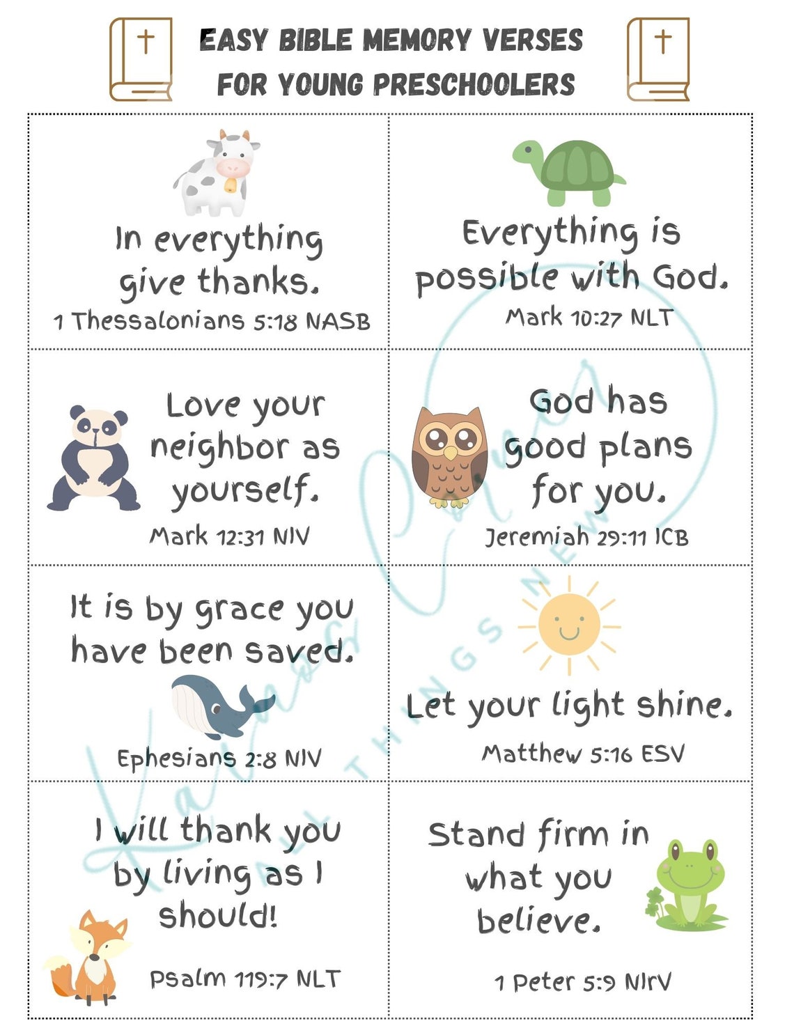 Bible Memory Verses for Young Preschoolers, Kids Scripture Cards ...