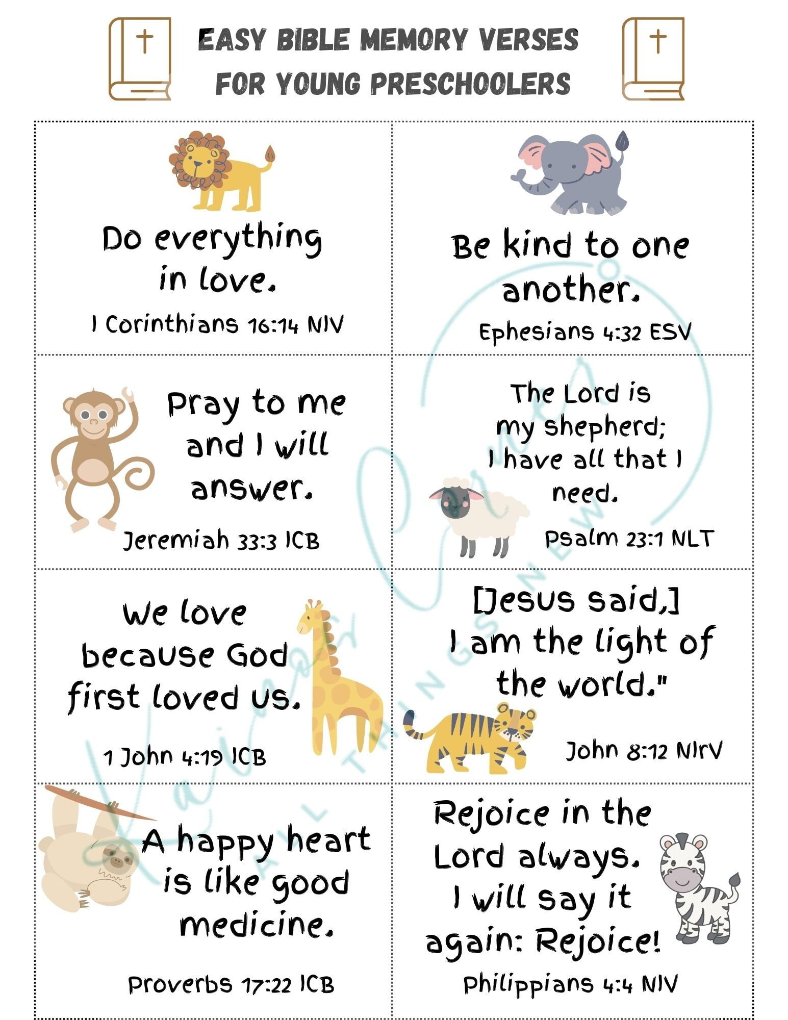 Bible Memory Verses For Young Preschoolers Kids Scripture Cards Bible Memory Verses For Young Preschoolers Kids Scripture Cards