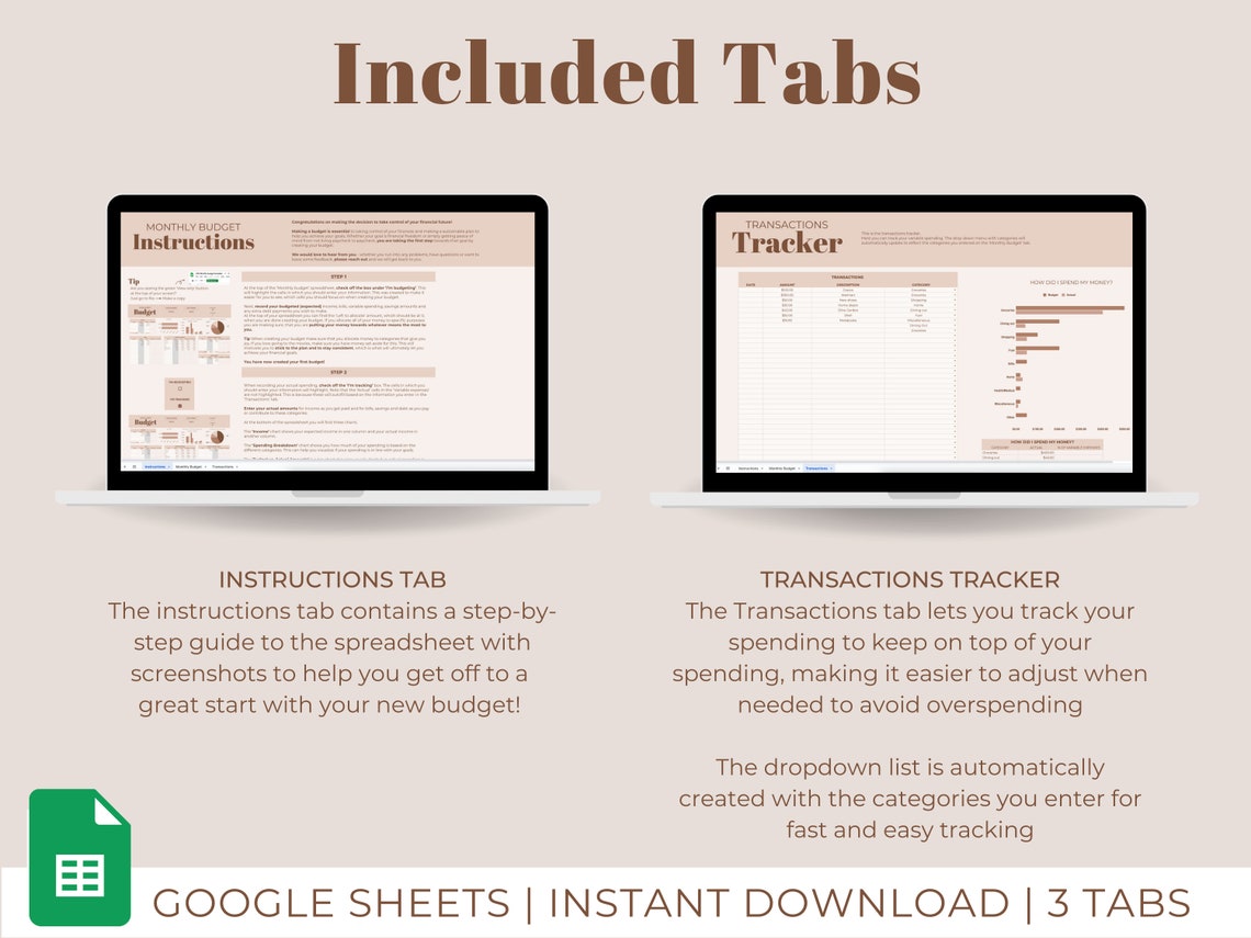 Monthly Budget Spreadsheet for Google Sheets, Zero Based Budget ...