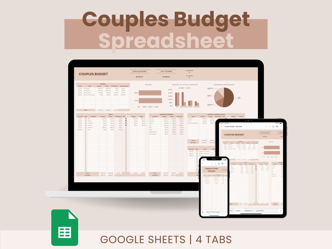Couples Budget Spreadsheet for Google Sheets, Budget Planner for Family ...